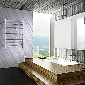 ANZZI Gown 7-Bar Wall Mounted Towel Warmer in Polished Chrome | Energy Efficient 70W Electric Plug in Heated Towel Rack for Bathroom | Stainless Steel Towel Heater Rail Quick Towel Dryer | TW-AZ027CH