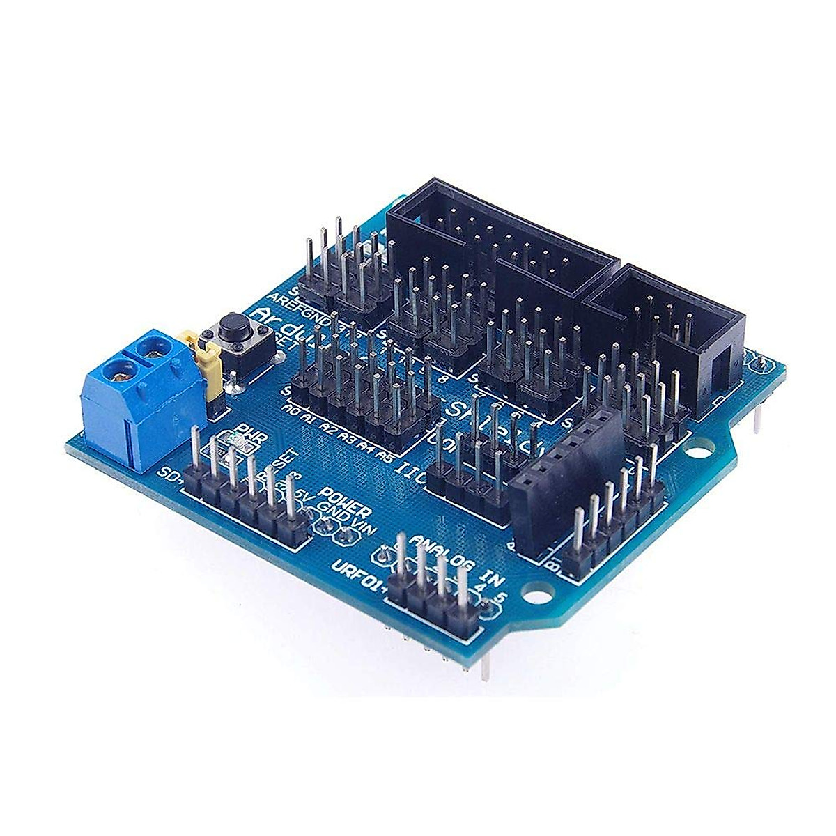 DAOKI Sensor Shield V5.0 Expansion Board UNO MEGA R3 V5 for Arduino Electronic Building Blocks of Robot Genuino System with Dupont Cable + Power Wire
