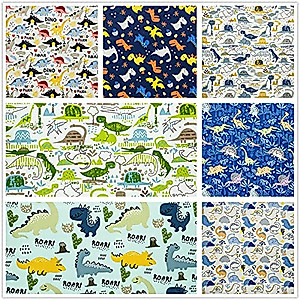 Dinosaur Cotton Fabric Squares for Baby Boy,Charm Packs for Quilting 5 inch,Fabric Scraps for Crafts,Precut Quilt Squares 5x5 (42Pcs) SZRUIZFZ
