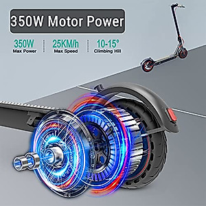 Electric Scooter, 350W App Enabled Commuting E-Scooter up to 19 MPH & 20 Miles, Max Load 220 Lbs, Folding Adults Sport Scooter with Dual Braking System for Adult, Teen & Kids