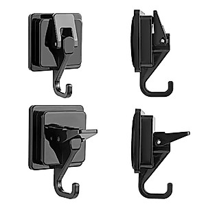 Khdrvok Heavy Duty Vacuum Square Cup Hook, Easy to Install and Remove, Black- Plated Plished Super Suction for Kitchen， Bathroom and Restroom, 2Pack