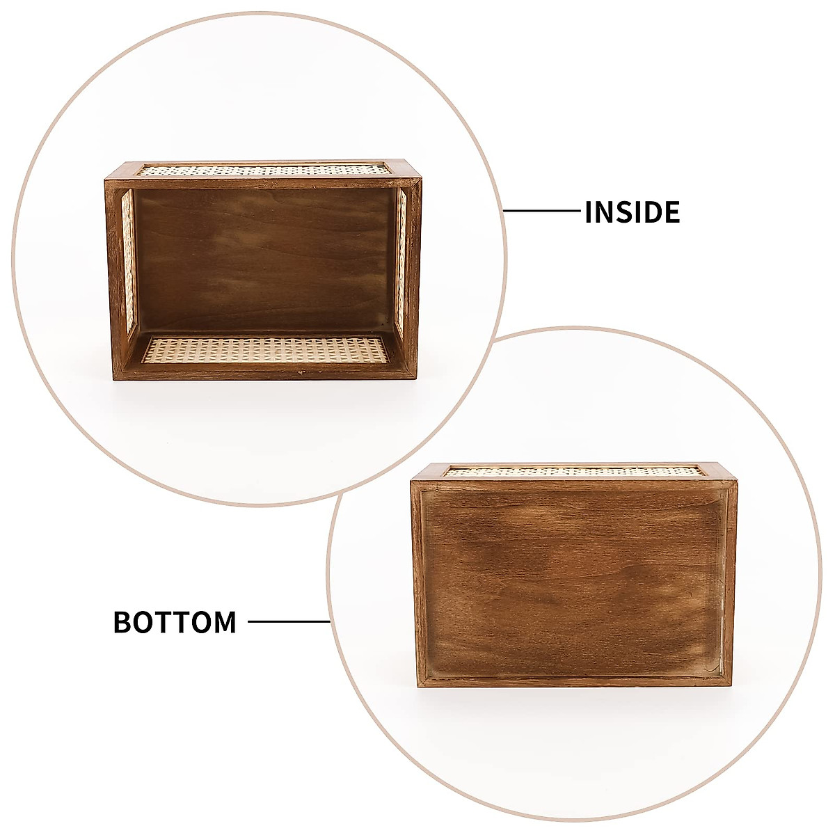 CINWEN Decorative Vintage Wooden Crate Storage Box, Rustic Pine Wood Organizer Bin Basket w/ Built-In Handles for Kitchen Pantry, Cupboard, Cabinet, Counter, Home Sort Collection - Natural Pine