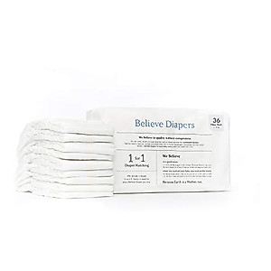 Believe Baby Bamboo Baby Diapers Size Newborn - Premium, Super-Absorbent, Hypoallergenic for Sensitive Skin, Chemical-Free, Unscented, Eco-Friendly Diaper for Babies <10 Lbs - 36 Ct