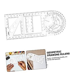 Geometric Drawing Ruler Ruler Metric Ruler Circle Stencil Clear Ruler Examination Use Ruler Mathematics Learning Ruler Drawing Rulers Multipurpose Plastic Ruler White