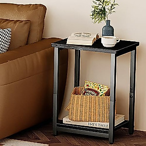 Fixwal Side Tables Set of 2, 2-Tier Small Black End Table Sofa Table Nightstand Bedside Table for Living Room, Bedroom, Office
