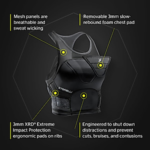 Storelli Women’s Bodyshield Crop Top, High-Impact Chest and Rib Protection for Female Soccer Goalkeepers and Players, Black, Medium