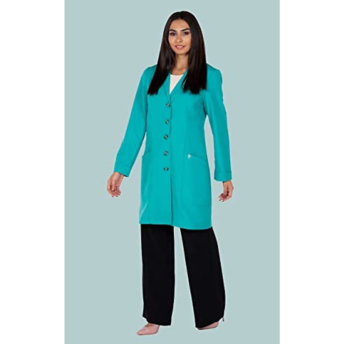 Veste Destiny Colored Women Lab Coat - 5 Pockets 38" Long Laboratory Coat - Female Medical & Science Labcoats 12 Colors in S,M,L with Adjustable Sleeve (Dark Green, Medium)