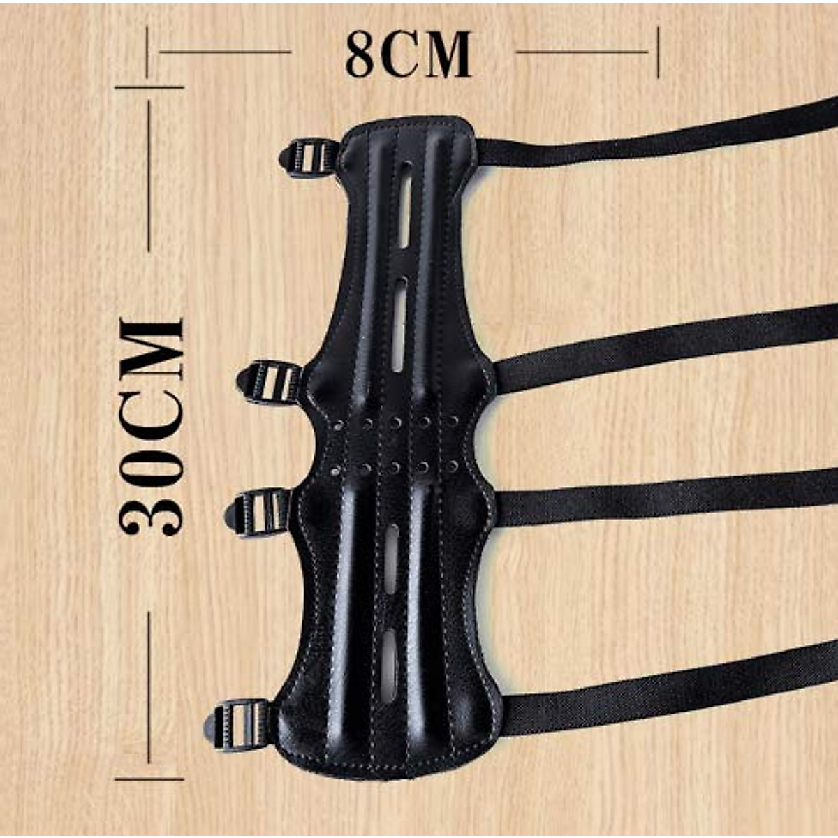 Archery Leather Arm Guard Long 4 Straps Forearm Protective Gear Hunting Arrow Bow (1PCS)