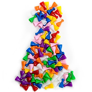 100 Assorted 25mm Halma Game Pawns in 8 Colors, About 12 Pawns Per Color by Brybelly