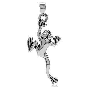 Silvershake 925 Sterling Silver Leaping Climbing Frog Pendant