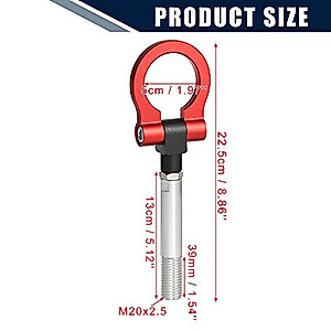 X AUTOHAUX Red Aluminum Alloy Round Front Rear Bumper Trailer Ring Eye Towing Tow Hook Screw for Hyundai Veloster 2012-2017