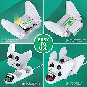 Controller Charger Compatible with Xbox Series X|S/Xbox One, Controller Charging Station with 2 x 3360mWh Rechargeable Battery Kit, OIVO Dual Charging Dock for Xbox One/One Elite/Series X|S (1400 mAh)
