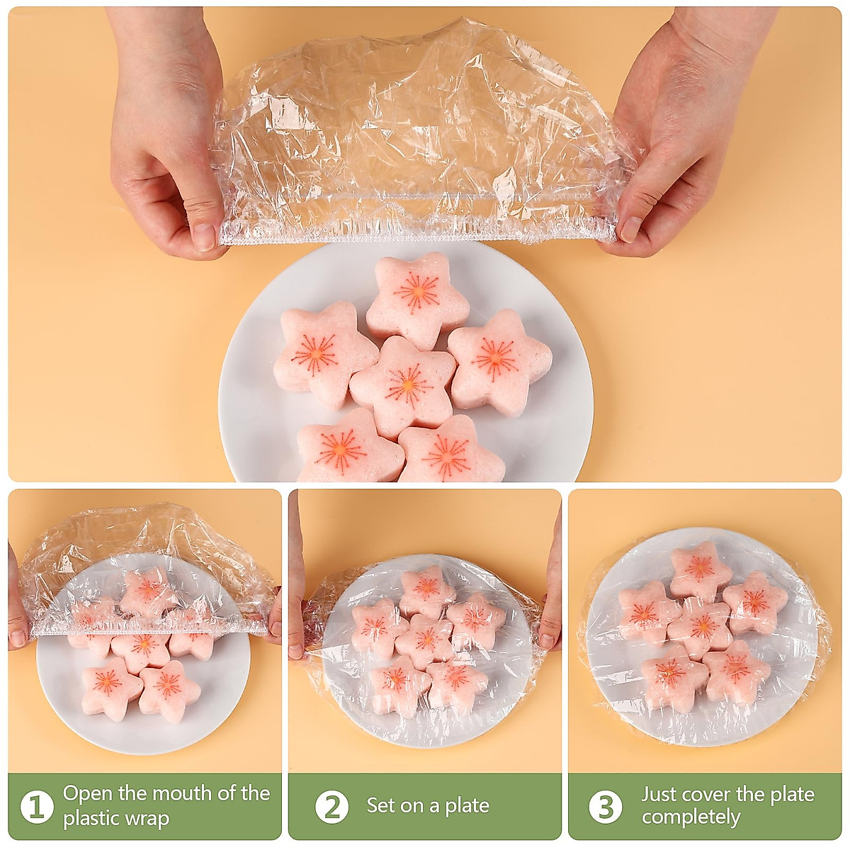 Smallchuzi Plastic Bowl Covers 100pcs Elastic Reusable, Shower Caps for Sourdough Bread Proofing, Outdoor Food Covers to keep Bugs Away, Stretch Bowl Covers for Outside, Rising, Fly, Picnic, Fridge