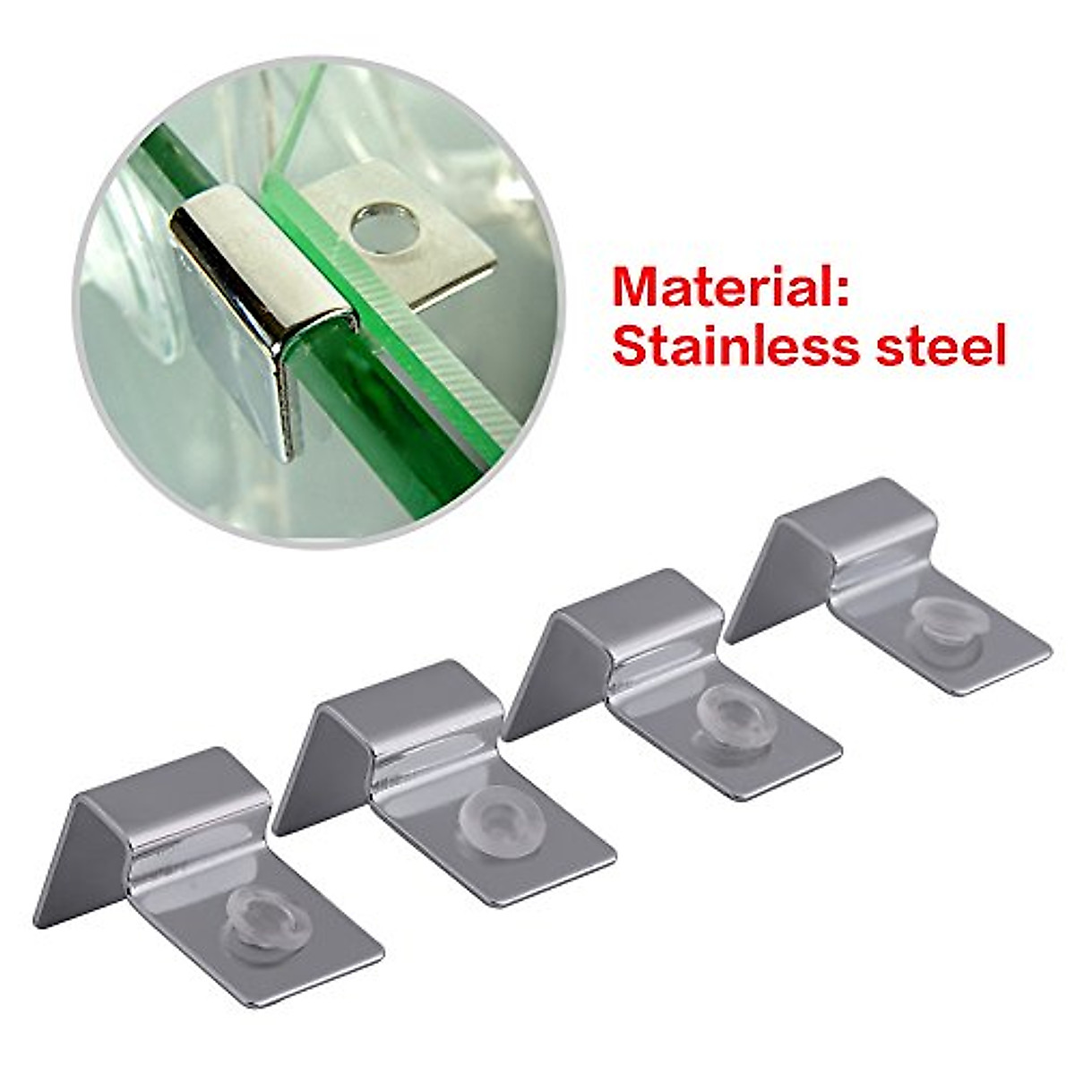 4 Size 4Pcs Stainless Steel Aquarium Fish Tank Glass Cover Support, Stainless Steel Fish Tank Cover Holder Anti-Slip Fish Tank Holders Aquarium Accessories Universal Lid Clips(6mm)