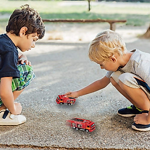 ArtCreativity 5 Inch Diecast Fire Engine Rescue Trucks, Set of 2, Diecast Toy Firetrucks with Pullback Mechanism, Great Gift Idea for Boys and Girls