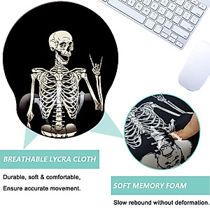 Mouse Pad with Wrist Support, Ergonomic Mouse Pad with Memory Foam Wrist Rest Cushion, Non-Slip Rubber Base Gaming Mice Pad for Home Office Computer Laptop, Human Skeleton
