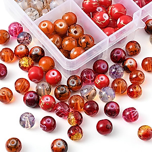 Huisipool 200pcs 10 Colors Glass Beads for Jewelry Making, 8mm Round Spacer Loose Beads Used for Bracelet Necklace Accessories (Red)