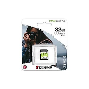 Kingston 32GB SDHC Canvas Select Plus 100MB/s Read Class 10 UHS-I U1 V10 Memory Card (SDS2/32GB)