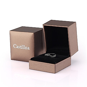 Castillna Black Sterling Silver Black Cubic Zirconia Wedding Band Ring for Women