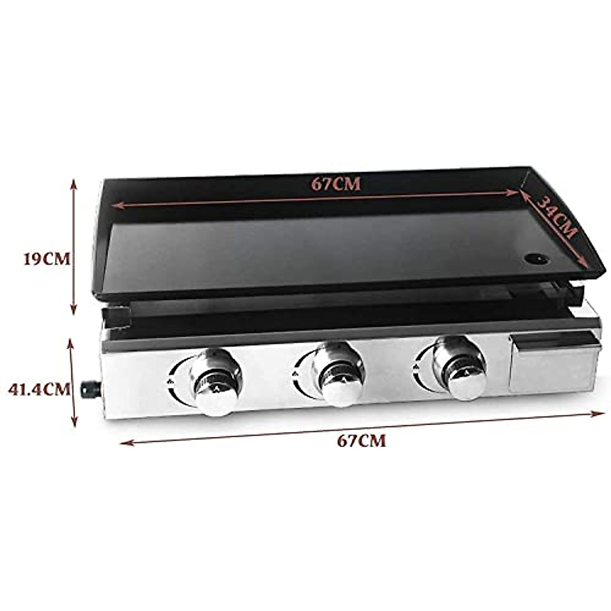 Practical Household BBQ 3 Burners 7500W Garden Outdoor Steel Enameled Cast Iron Grill Picnic Machine, lsxysp