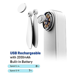 AICase portable folding small fan / USB charging treasure / mobile phone holder, silent mini fan, 2 speed, strong wind, suitable for home and office (ivory white)