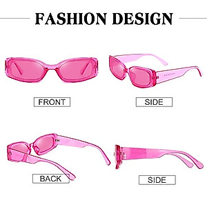 Dollger Rectangle Sunglasses for Women Retro PINK Y2K Sunglasses sugar Party 90s 00s sunglasses Pink