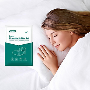 VAMMOTS Disposable Bed Sheets for Hotel,Travel Disposable Bedding Set,Disposable Duvet/Comforter Cover,King Size Disposable Bed Sheets with 1Bed Sheet 1Quilt Cover 2Pillowcase,Skin-Friendly