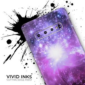 DesignSkinz Purple Space Neon Explosion Protective Vinyl Decal Wrap Skin Cover Compatible with The Samsung Galaxy S20 (Screen Trim & Back Glass Skin)