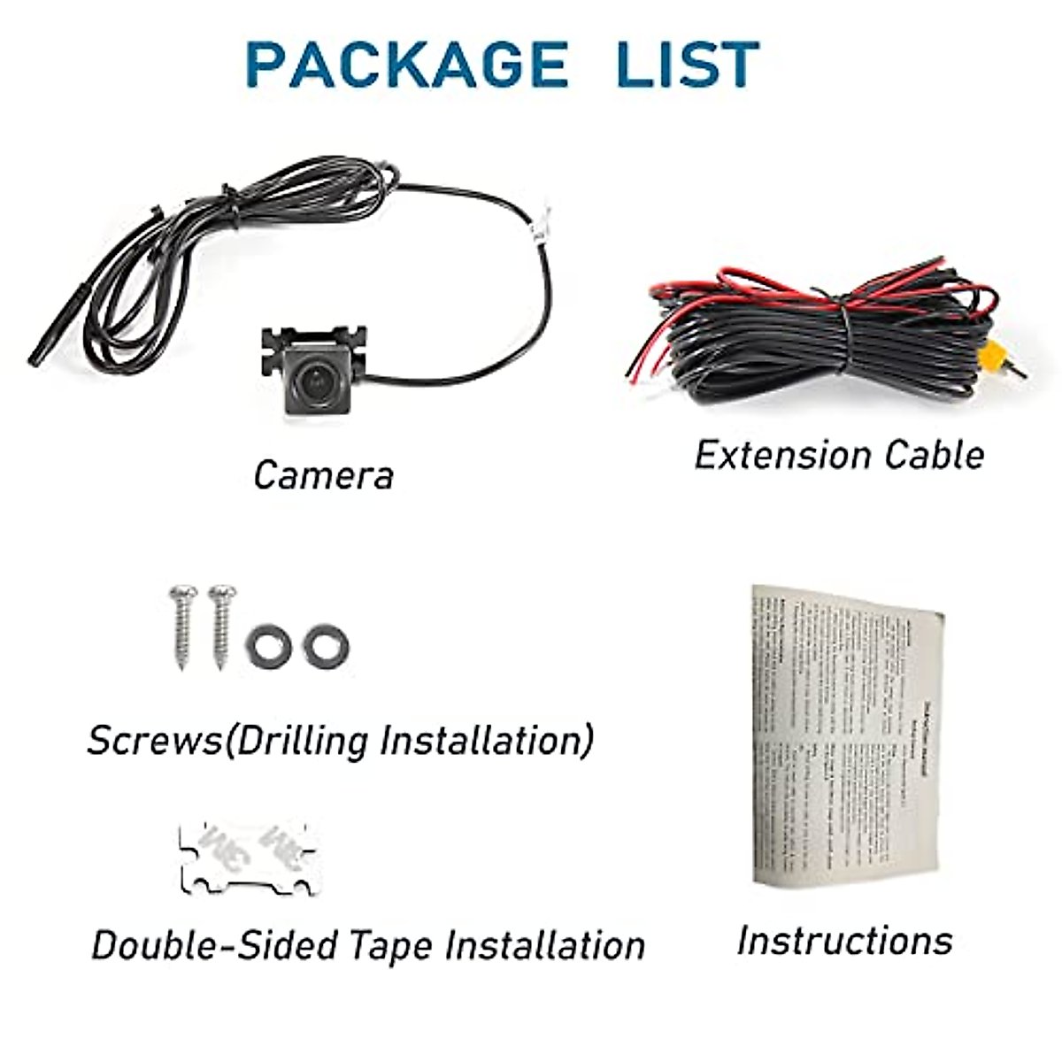 EWAY Universal Car Backup Front View Camera License Plate Rear View Reversing Camera Kit for Vehicle Pickup Truck Van SUV RV