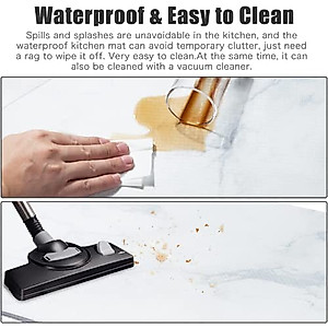 Comfort Anti Fatigue Standing Mats for Kitchen Floor, TEMASH Cushioned Floor Rugs Non Slip, 2 Pieces Set for Home, Kitchen, Office, Sink (White Marble)