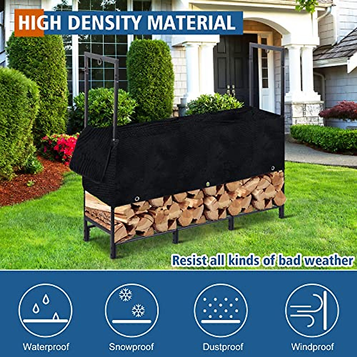 KULAMOON Firewood Racks Outdoor with Cover, 4FT Heavy Duty Wood Rack for Firewood, Firewood Storage Logs Rack with Cover for Fireplace Patio Deck, Indoor/Outdoor Wood Rack for Firewood