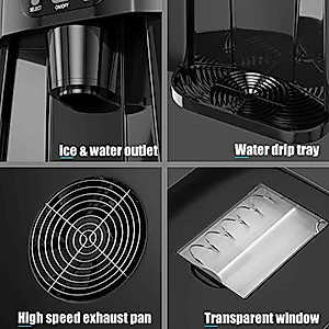 MAT Expert 2 in 1 Ice Maker with Water Dispenser, Countertop Ice Cube Maker with LED Display, 9 Cubes Ready in 6-12 Min, 36lbs/24H, 2L Water Tank Perfect for Home/Office/Bar/RV (Black)