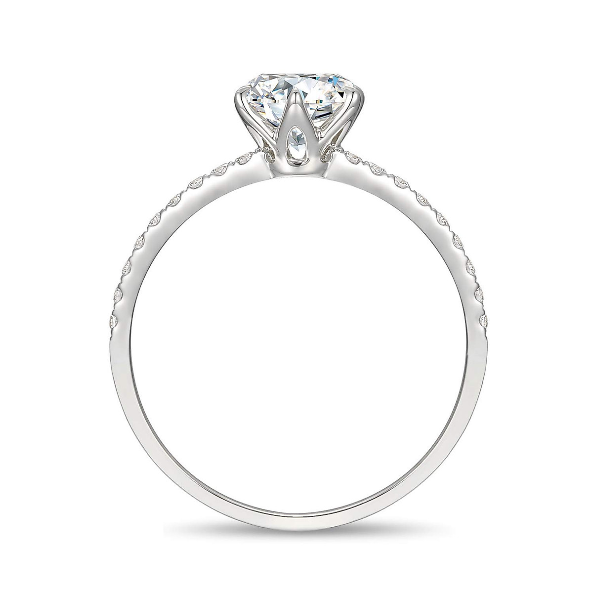 Lamrowfay 14k Yellow OR White Solid Gold 1.0 CT Classic 6-Prong Engagement Wedding Ring (White-Gold, 7)