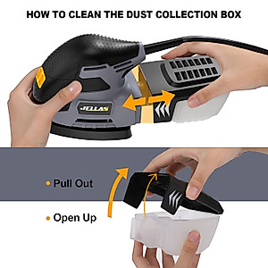 JELLAS Electric Detail Sander, 220W Compact Sander Machine for Wood, 13,000 RPM Sanders with Dust Collection, 16PCS Sandpapers, Finger Sanding Attachment and Sanding Pad Included, MS220T