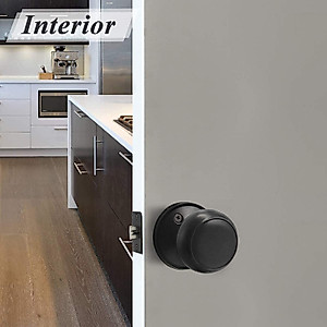 Probrico Interior Door Knob for Hallway, Black Door Knobs Closet Door Knob, Passage Door Knob with Round Ball Knob, 6 Pack