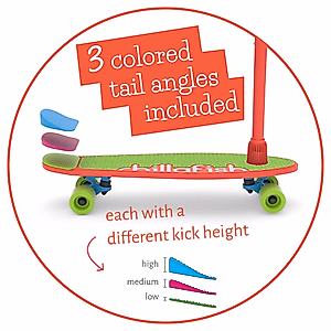 Chillafish Skatieskootie Customizable Training Skateboard and Lean-to-Steer scooter with Detachable Stability Handlebar, Multiple Deck & Tail color options, Ages 3+, Black Mix
