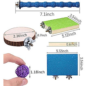 Parrot Perch Stand 12PCS Wood Bird Perch Stand Platform Paw Grinding Rough-surfaced Parakeet Cage Accessories Exercise Toy for Budgies Conure Cockatiel Hamster (Random Color)