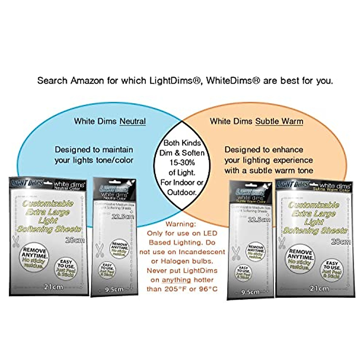 LightDims White Dims Self Adhesive Dimming/Softening Sheets for Harsh LED Lights Medium Size (2 Sheets) Neutral Color & a Free Mystery Gift Sheet (3 Sheets Total). Packaging May Vary