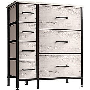 Sorbus Dresser with 7 Faux Wood Drawers - Storage Unit Organizer Chest for Clothes - Bedroom, Hallway, Living Room, Closet, & Dorm Furniture - Steel Frame, Wood Top, & Easy Pull Fabric Bins
