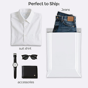Fuxury 10x13 Inch 100 Pcs White Poly Mailers Shipping Envelopes, Self-Sealing Envelopes, Boutique Custom Bags, Enhanced Durability Multipurpose Envelopes, Keep Items Safe & Protected