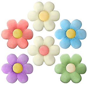 Sratte 6 Pcs Flower Pillows Flower Shaped Throw Pillows Cute Daisy Pillow Flower Seating Cushions for Adults Reading Leisure Home Bedroom Sofa Chair Couch Decor(Classic Color,19.69 Inch)