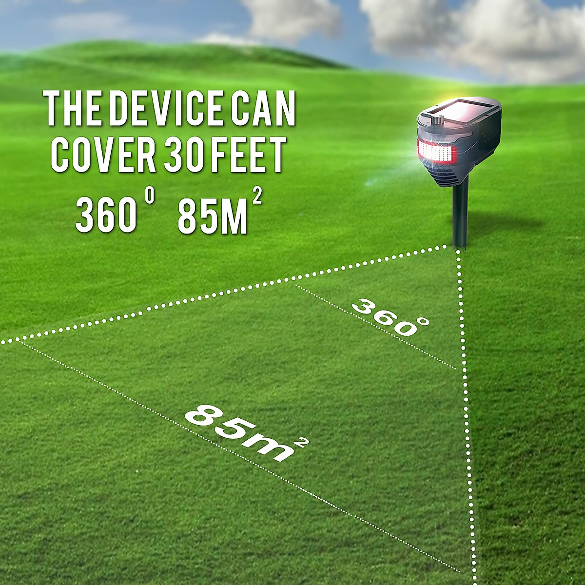 flyastar Solar Powered Animal Repeller Outdoor, Ultrasonic Repellent for Farm Yard Garden, Deterrent Devices Repel Cat, Dog, Squirrel, Raccoon, Skunk, Rabbit, Rodent, Fox, Deer, etc, Green, (AR-544)