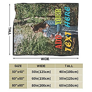 Custom Blanket Personalized with 1-9 Photos Collage Name Text Customized Blankets，Birthday Souvenir Gifts Personalized Throw Blanket for Father, Mom, Kids, Dogs, Friends or Lover Christmas 60" x 50"