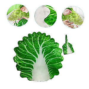 KOMBIUDA 1 Set Blankets Wrap Baby Softer Leaves with Creative Sleep Cabbage Newborn Props Photo Toddler Hat Green Background Photography Unisex Chinese Girl Funny Swaddle Memory for