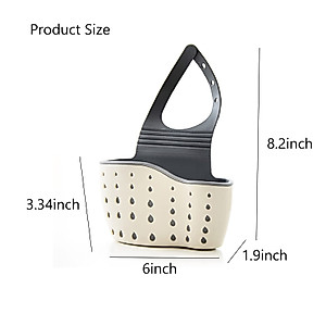 JAKENHAM 2Pack Sink Hanging Sponge Holder,Sink Caddy Sponge Holder Soap Holder,Hanging Ajustable Strap Faucet Caddy with Drain Holes for Drying,Beige