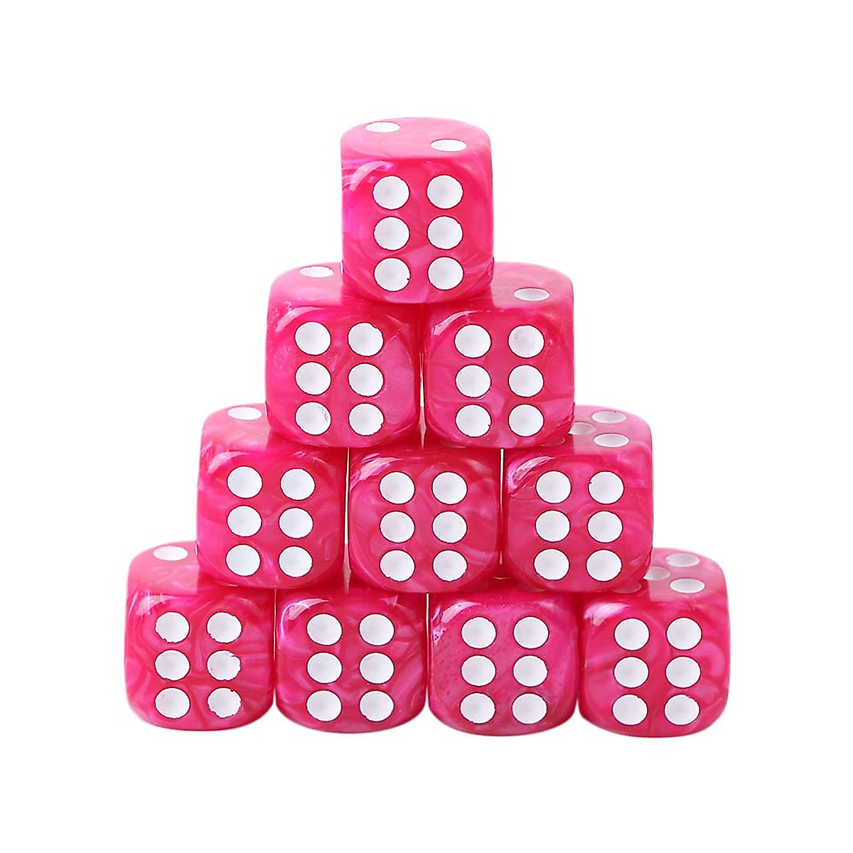 10pcs/Set Dice, Durable Dice Toy, Round Corner Game Dice, Resin Dice, Polyhedral Number Dice, 6 Sided 16mm Dice Entertainment Supplies(Rose red)