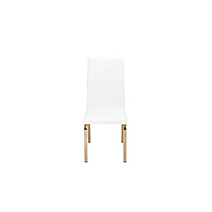 Best Quality Furniture Dining Chair Only (Set of 2), White, Gold