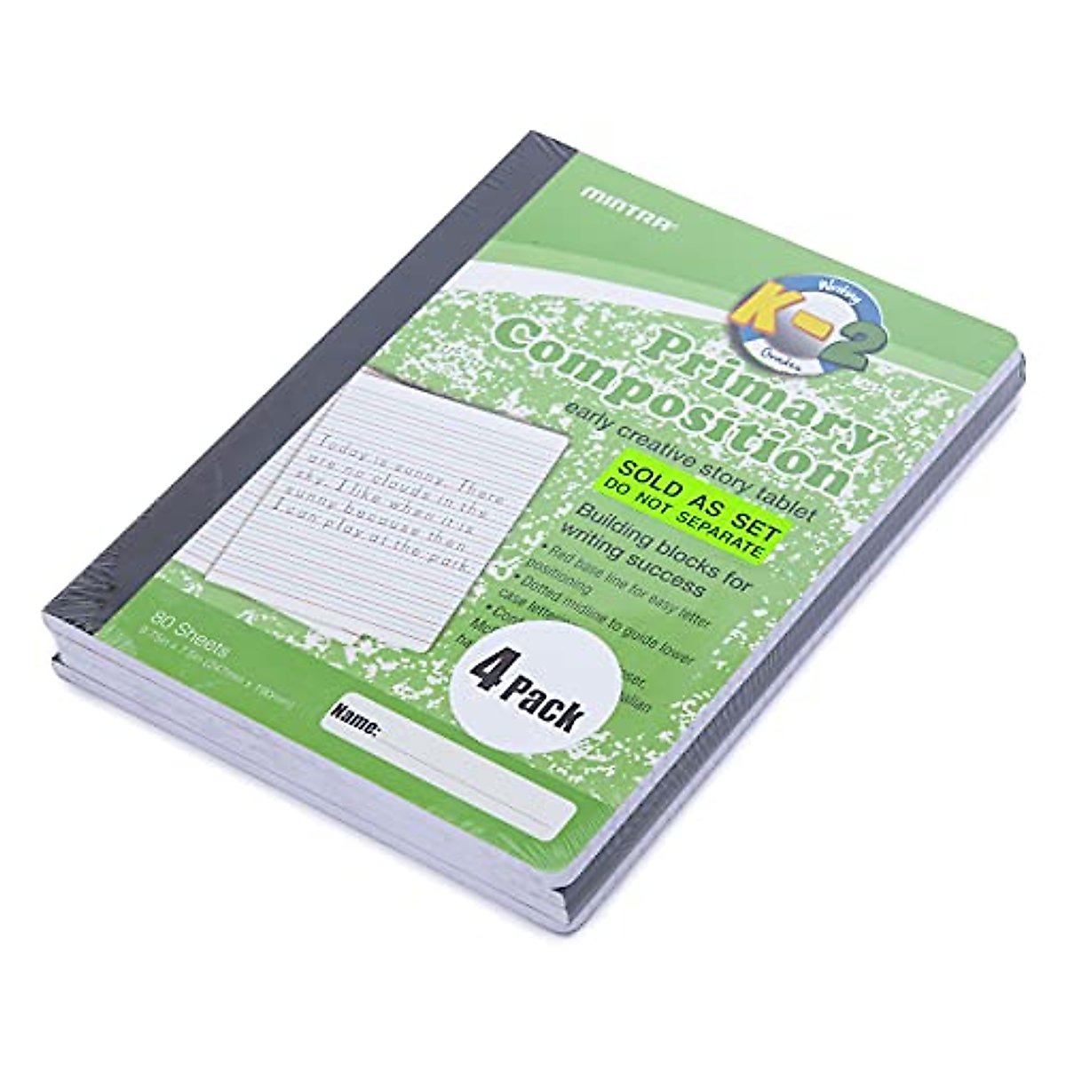 Mintra Primary Composition Notebook (Full Sheet) (4 Pack, Assorted)