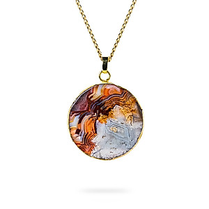 Ayana Crystals Crazy Lace Agate Necklace – Handcrafted with Ethically Sourced Agate Stone Jewelry, Solar Plexus and Heart Chakra Balance – Trendy Gemstone Pendant Necklace