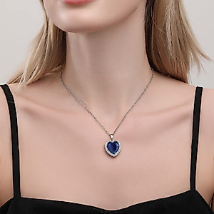 AILUOR Titanic Heart of the Ocean Necklace, Silver Necklace Pendants Jewelry Mother's Day Gift